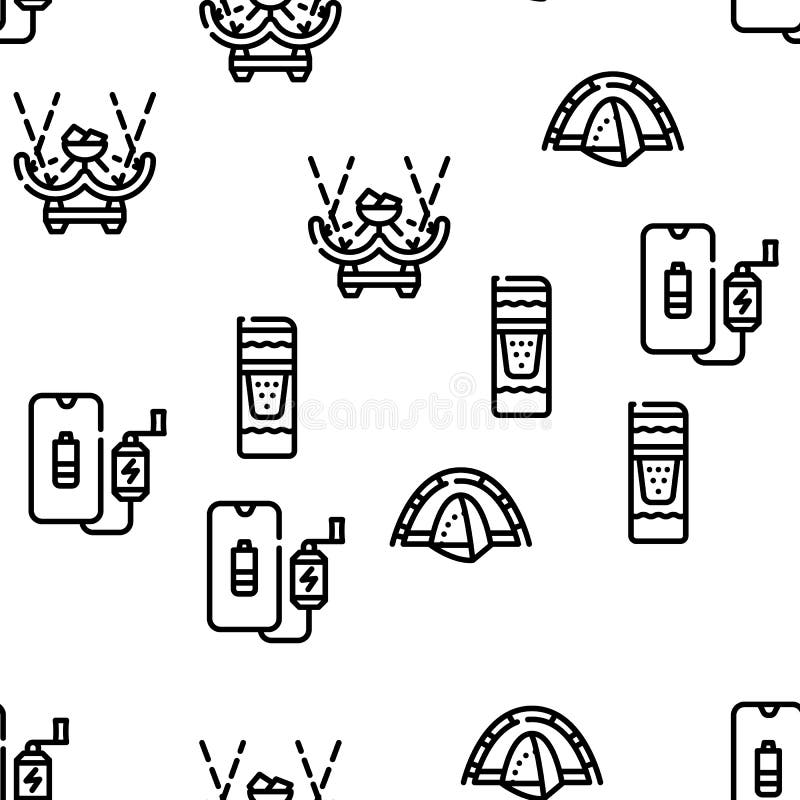 Adventure Equipment Vector Seamless Pattern Stock Vector - Illustration ...