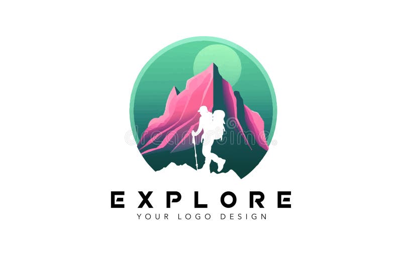Adventure and Exploring Logo Design Concept, Hiker Hiking Logo Design ...