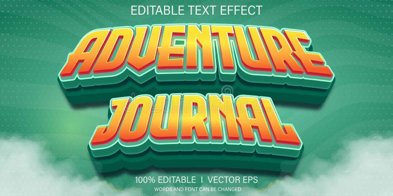 Adventure Journal Vector Text Effect with Modern Style Design Stock ...