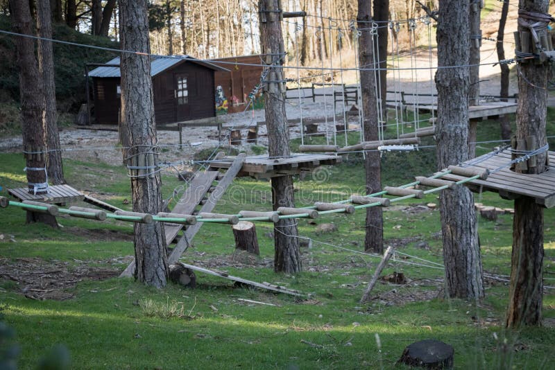 The Adventure Park in the Forest Stock Image - Image of mountain ...
