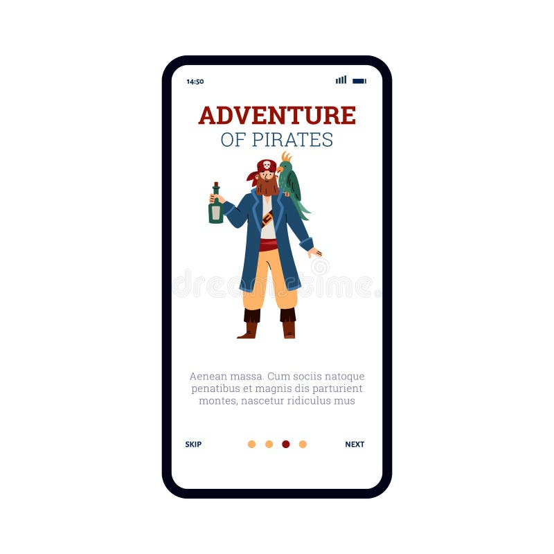 Adventure of Pirates Onboarding User Interface, Flat Vector ...