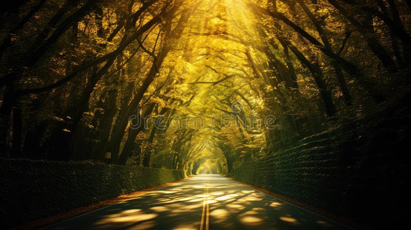 Adventure road fall stock illustration. Illustration of forest - 373432798