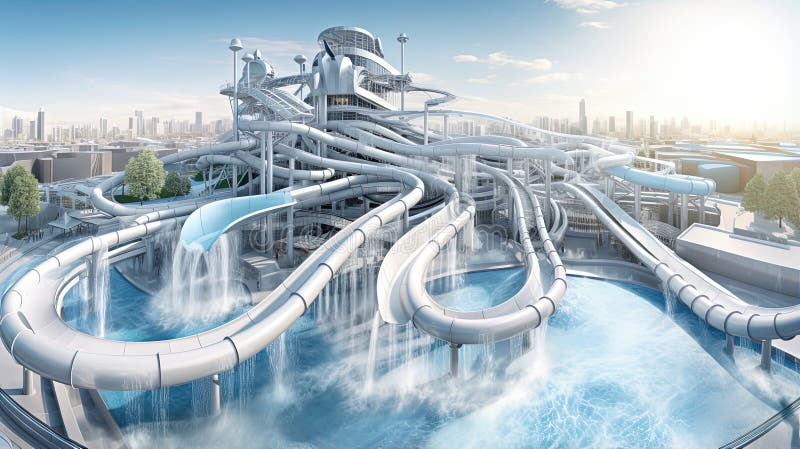 Adventure Rush Aqua Park stock illustration. Illustration of playful ...