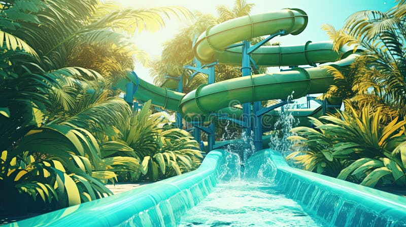 Adventure Rush Aqua Park stock illustration. Illustration of park ...