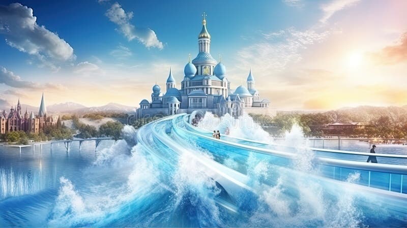 Adventure Rush Aqua Park stock illustration. Illustration of cyan ...