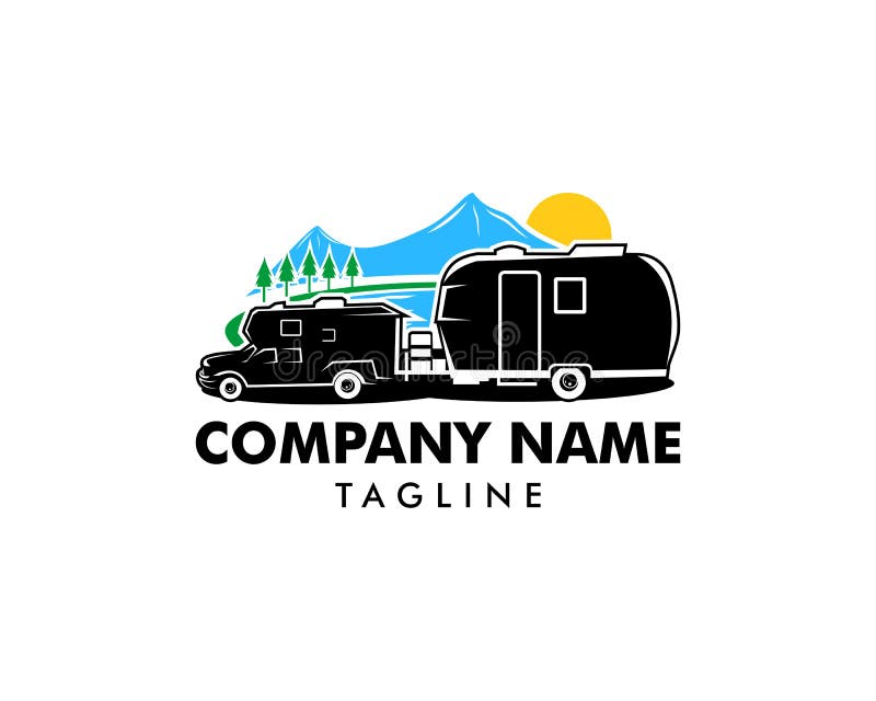 Adventure RV Camper Car Logo Designs Template Stock Vector ...