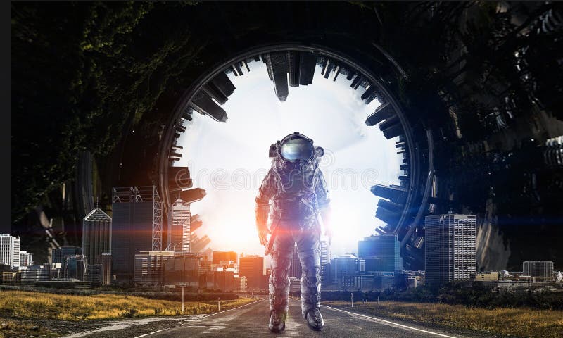 Adventure of Spaceman. Mixed Media Stock Image - Image of suit, helmet ...