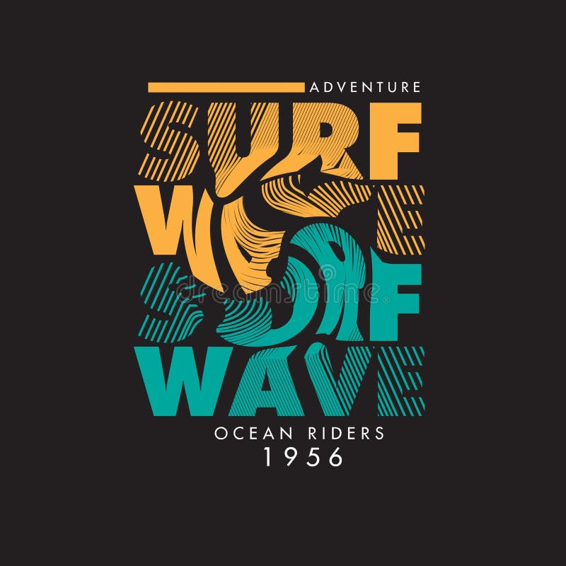 Adventure Surf Wave Typography Summer Ocean Rider Text Banner Design ...