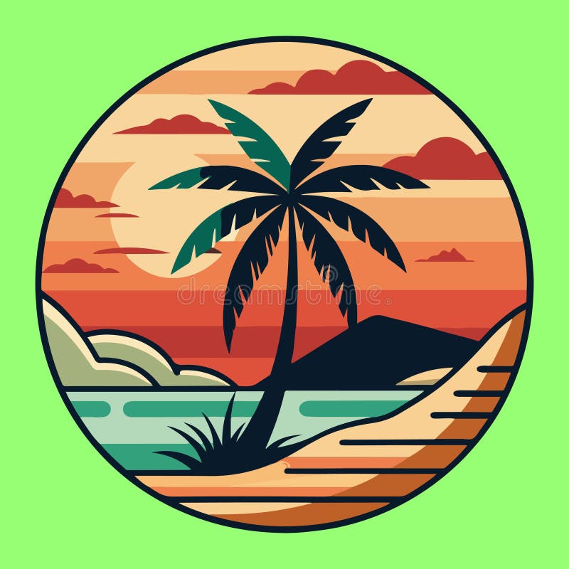 Adventure T-shirt Design Palm Tree See Beach Stock Photo - Illustration ...