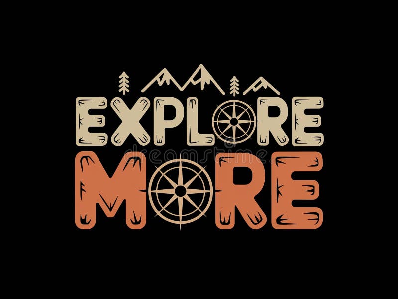 Adventure-themed Exploration Typography with Mountain and Compass ...