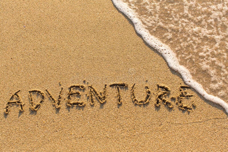 Adventure - Written on Sandy Beach Stock Photo - Image of holidays ...