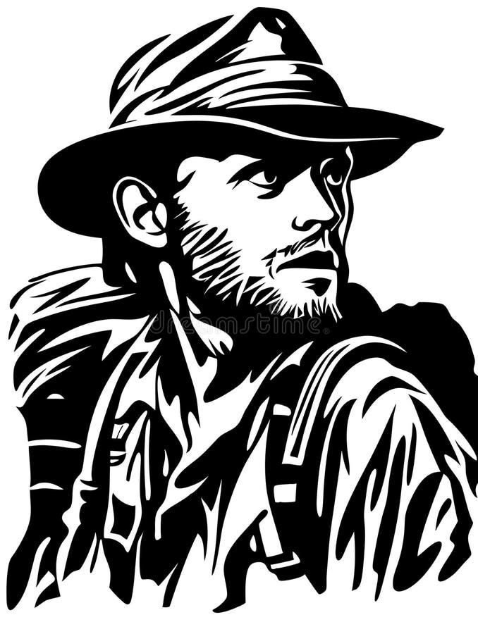 Adventurer Explorer Vector Art with Hat and Backpack Ideal for Tattoo ...