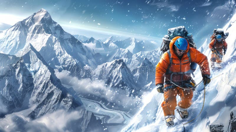 Climbers Tackle Icy Mountain Slopes in Extreme Winter Conditions ...