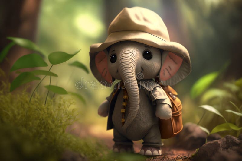 Adventures of the Jungle Explorer: Little Elephant with a Tropical Hat ...