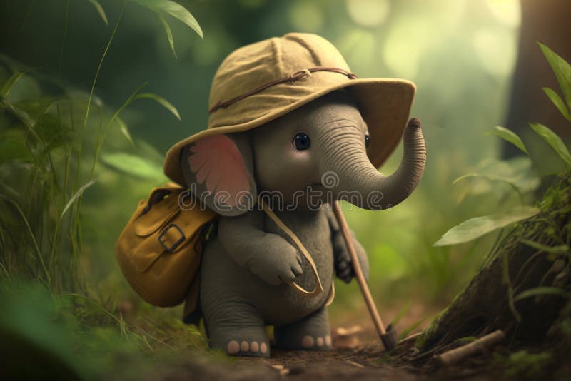 Adventures of the Jungle Explorer: Little Elephant with a Tropical Hat ...