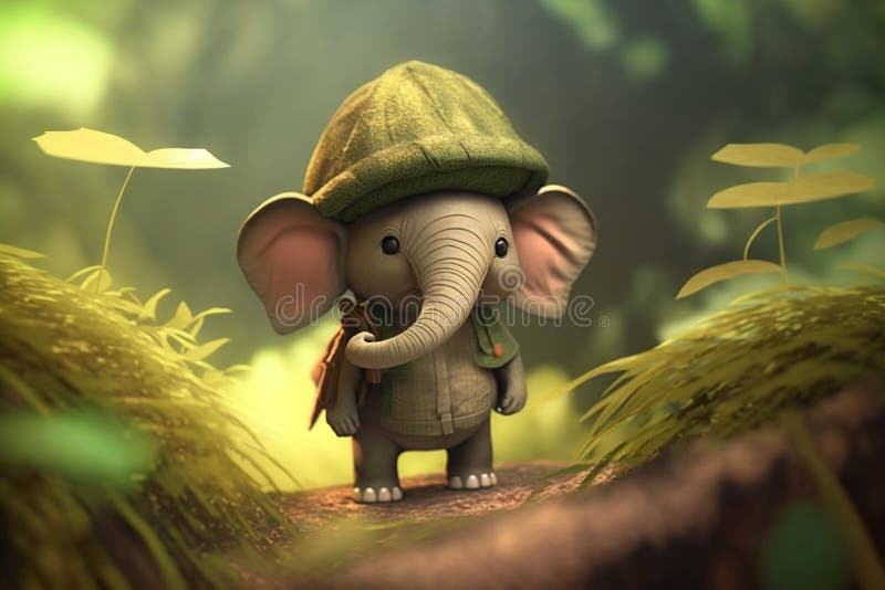 Adventures of the Jungle Explorer: Little Elephant with a Tropical Hat ...
