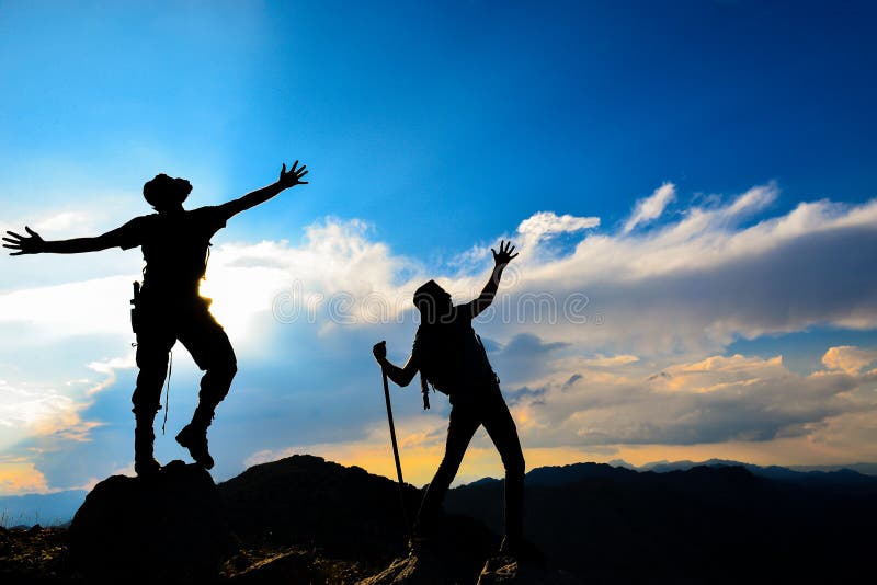 True Adventure Enjoyment in Mountain Peaks Stock Photo - Image of ...