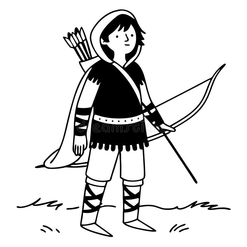 Adventurous Archer Character with Bow and Quiver for Fantasy ...