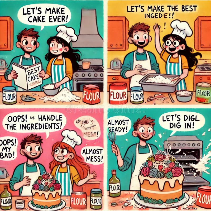 Adventurous Baking Duo Creates Perfect Cake Stock Photo - Image of ...