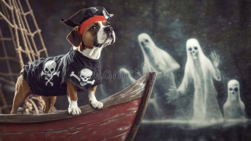 Adventurous Beagle Pirate in Haunted Setting with Ghostly Apparitions ...