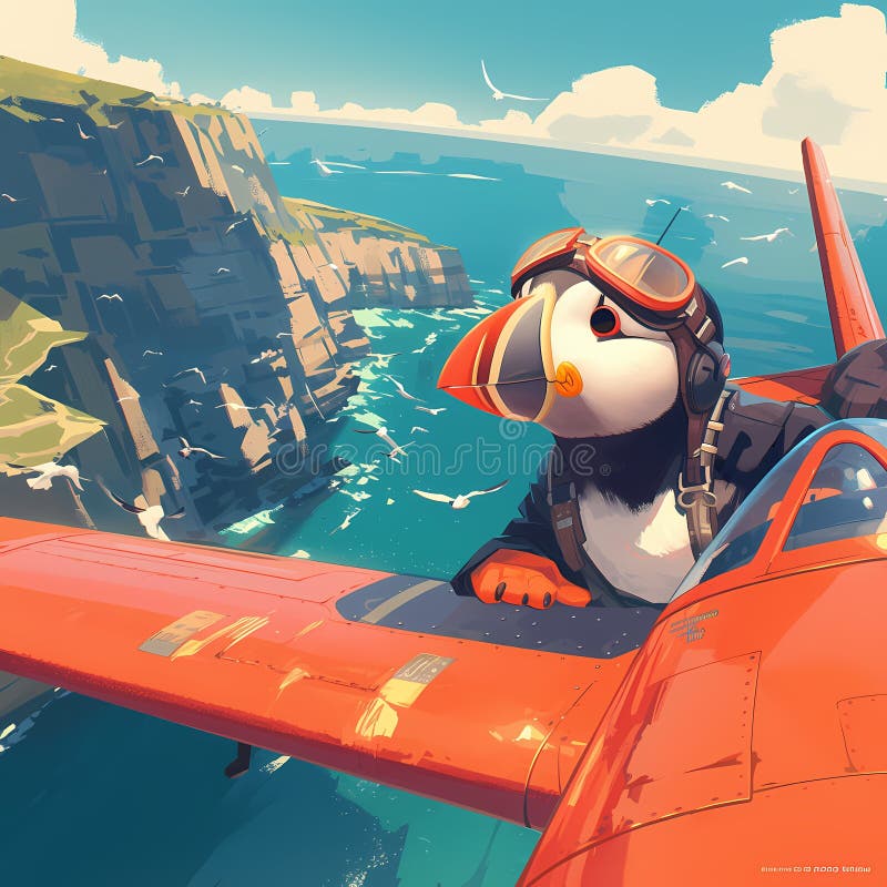 Adventurous Bird Pilot Takes Flight in Stunning Artwork! Stock ...