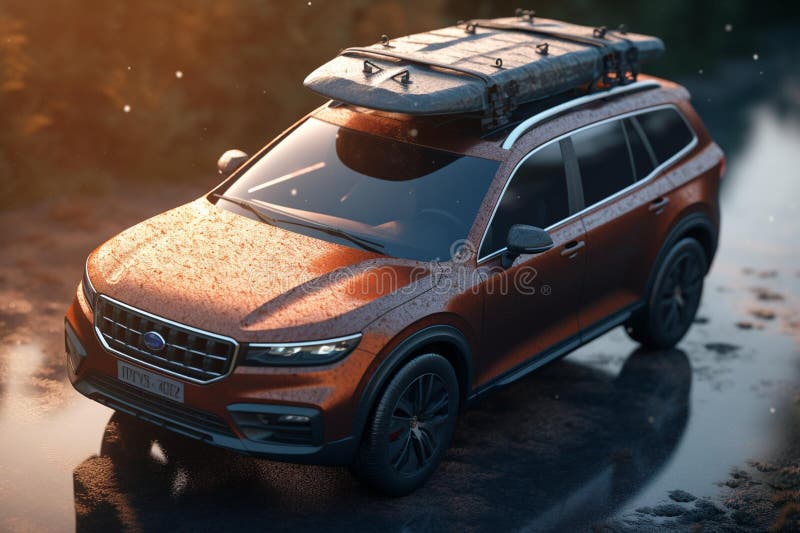 Adventurous Car with Practical Roof Rack Stock Illustration ...