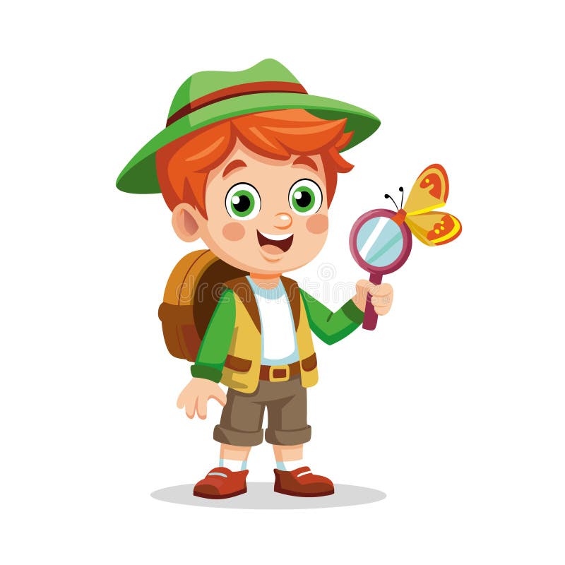 Adventurous Cartoon Boy Character Stock Illustration - Illustration of ...