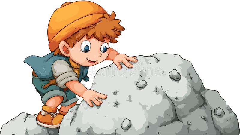 Adventurous Cartoon Boy Climbing Rock Stock Illustrations – 16 ...