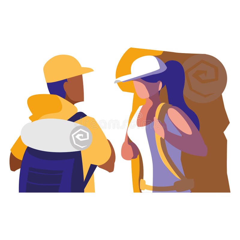 Adventurous Couple with Travelbag Stock Vector - Illustration of person ...