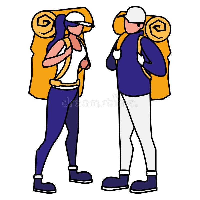 Adventurous Couple with Travelbag Stock Vector - Illustration of ...