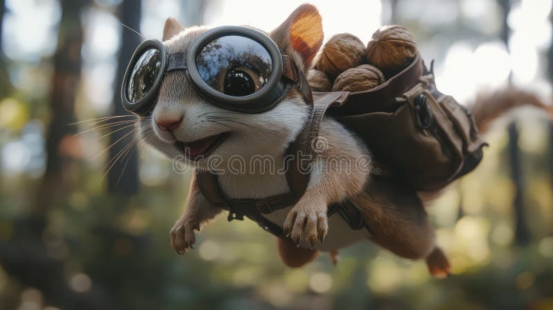 A Squirrel with a Backpack Sitting on a Log. Generative AI Image. Stock ...