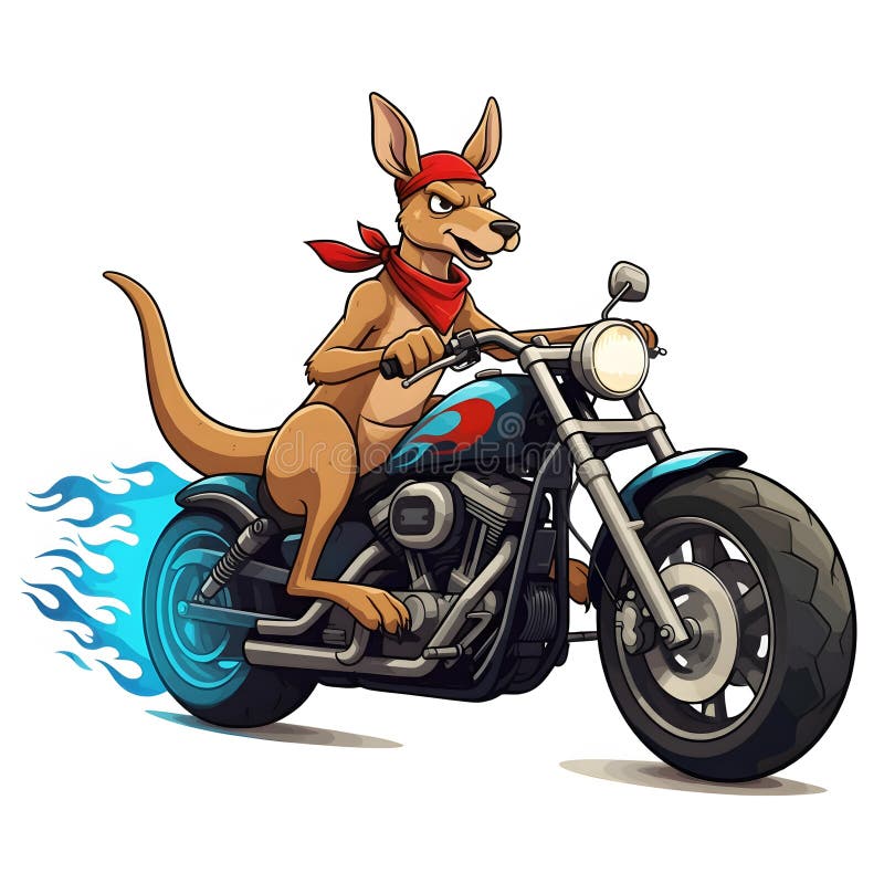 Adventurous Kangaroo Riding a Powerful Motorcycle. AI Generated. Stock ...