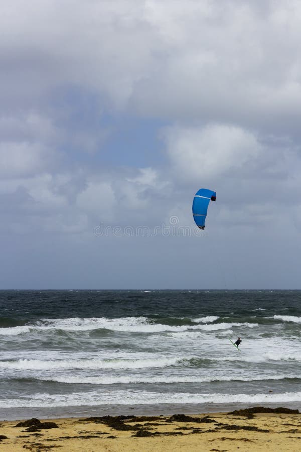 Wind and Waves Kite Surfing Stock Image - Image of sportsman, sport ...