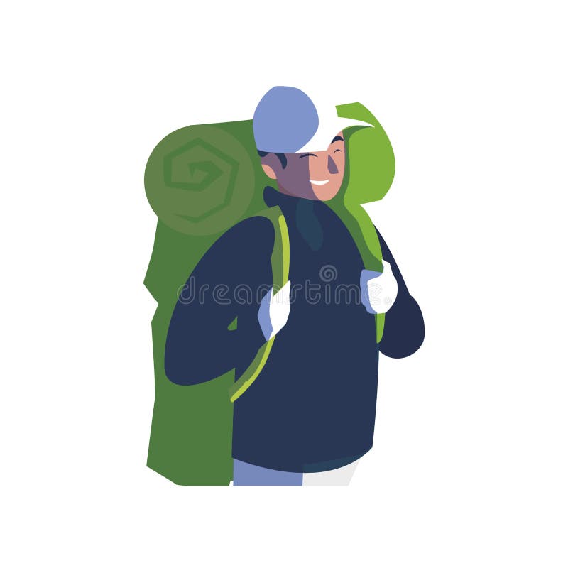 Adventurous Man with Travelbag Stock Vector - Illustration of landscape ...