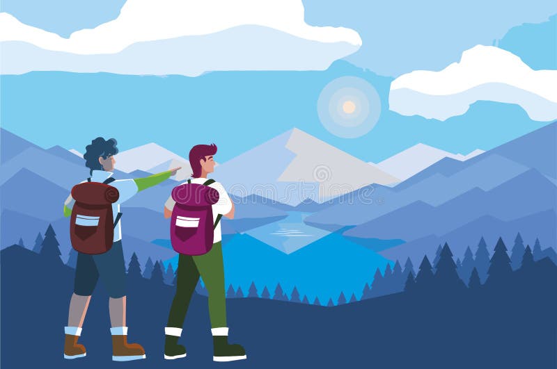 Adventurous Men with Travelbag Stock Vector - Illustration of lifestyle ...