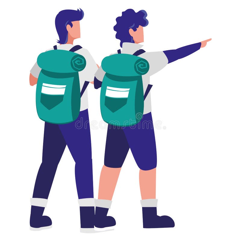 Adventurous Men with Travelbag Stock Vector - Illustration of climbing ...