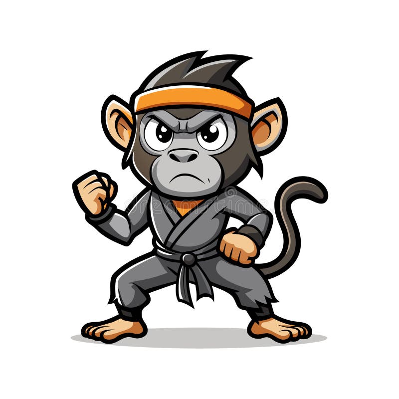 Adventurous Monkey in Martial Arts Training Stock Vector - Illustration ...