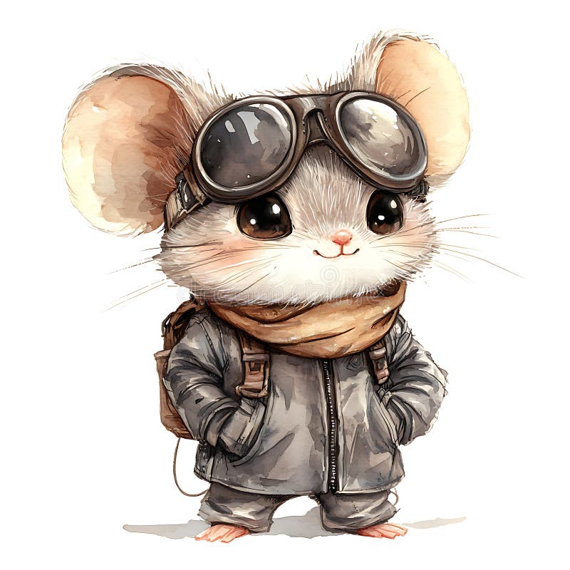 Adventurous Mouse with Backpack and Goggles Stock Illustration ...