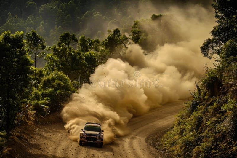 Adventurous Off-road Racing in Forest Dust Trail. AI Stock Photo ...