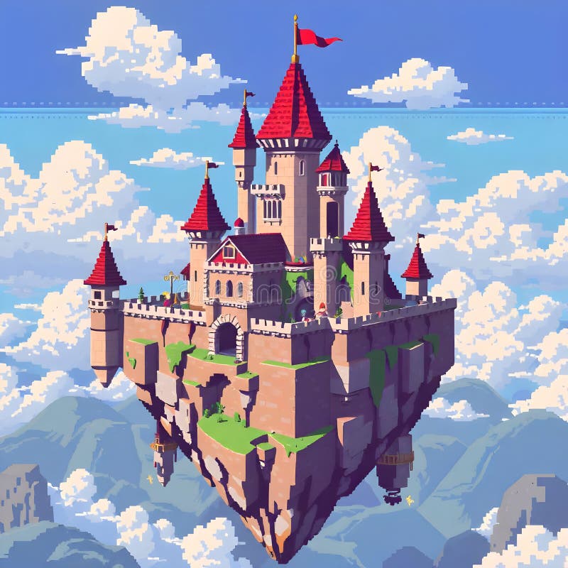 Adventurous Sky Castle Featuring Tower Floating in a Sky with Moving ...