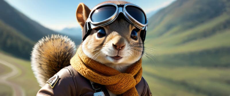 Adventurous Squirrel in Pilot Attire Stock Photo - Image of unique ...