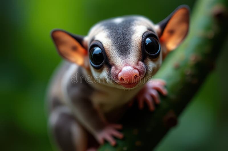 Adventurous Sugar Glider in the Tropical Forest Stock Illustration ...