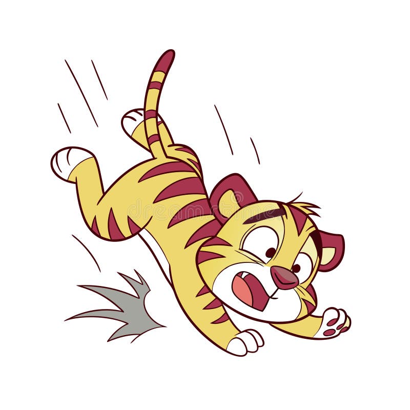 Adventurous Tiger Cub Falling into Fun Stock Illustration ...