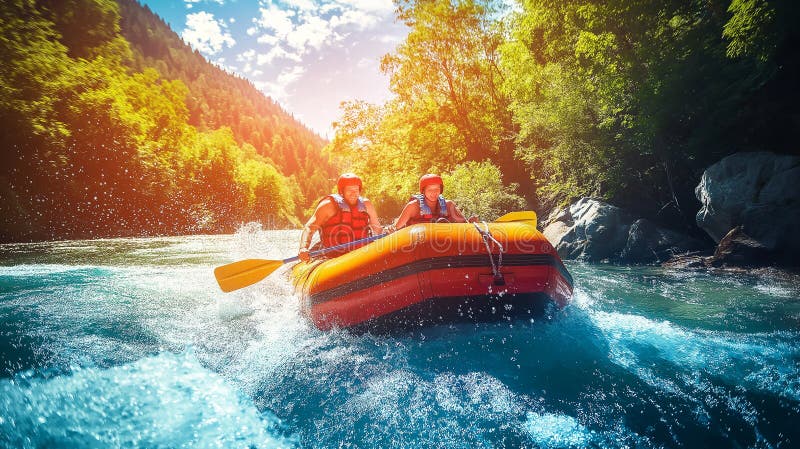 Adventurous Whitewater Rafting Down a Thrilling River Stock ...