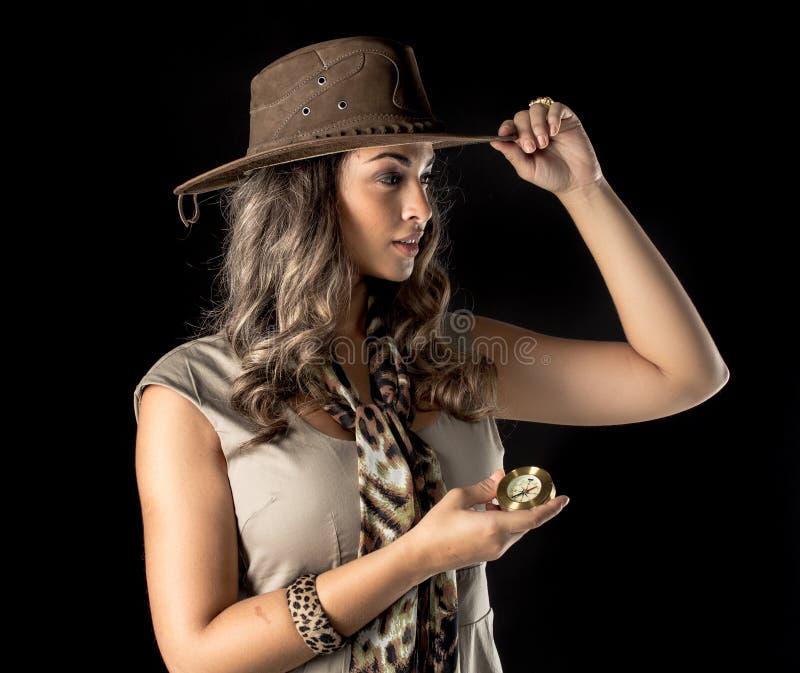Adventurous Woman on Safari Stock Photo - Image of field, safari: 68183086