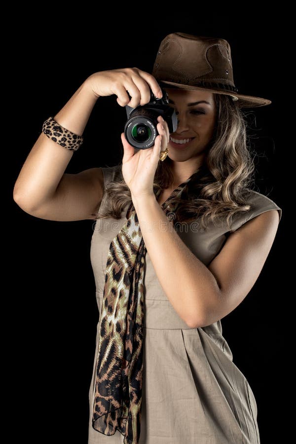 Adventurous Woman on Safari Stock Photo - Image of leisure, studio ...