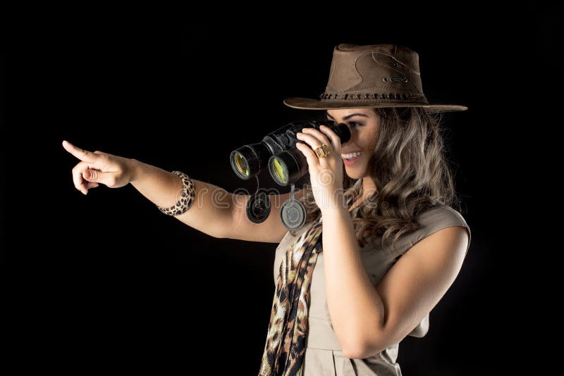 Adventurous Woman on Safari Stock Photo - Image of studio, female: 68183552