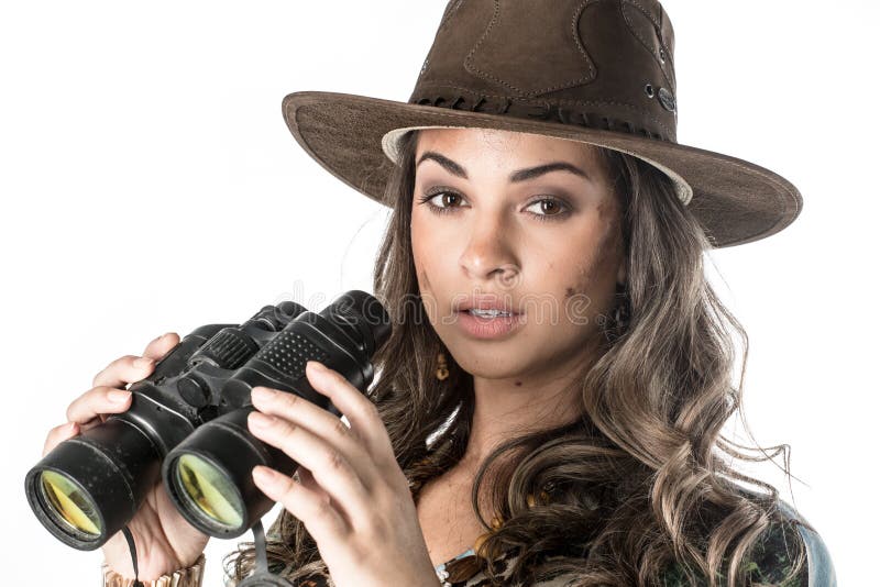 Adventurous Woman on Safari Stock Photo - Image of leisure, studio ...