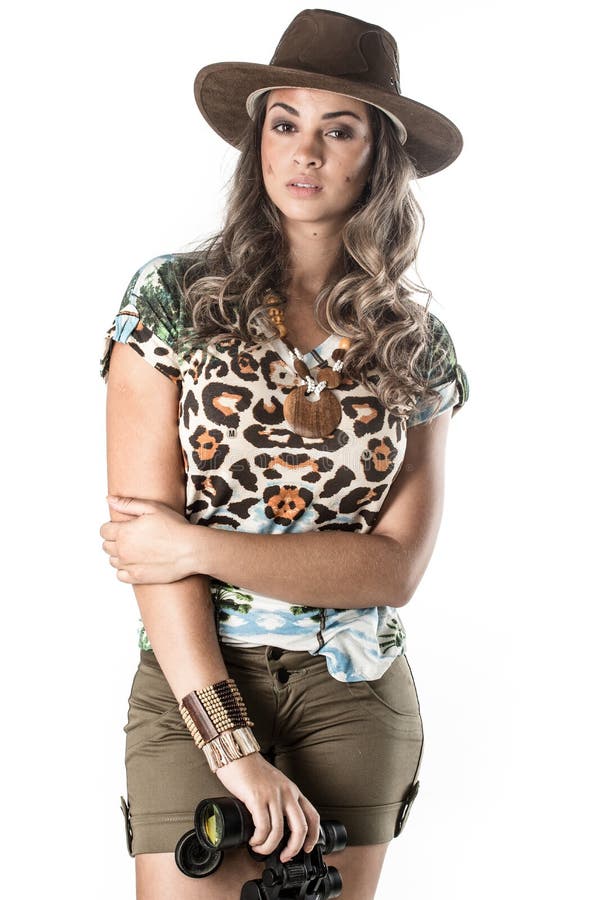 Adventurous Woman on Safari Stock Image - Image of field, explorer ...