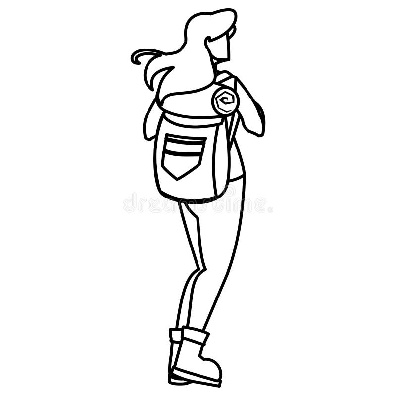 Adventurous Woman with Travelbag Stock Vector - Illustration of ...